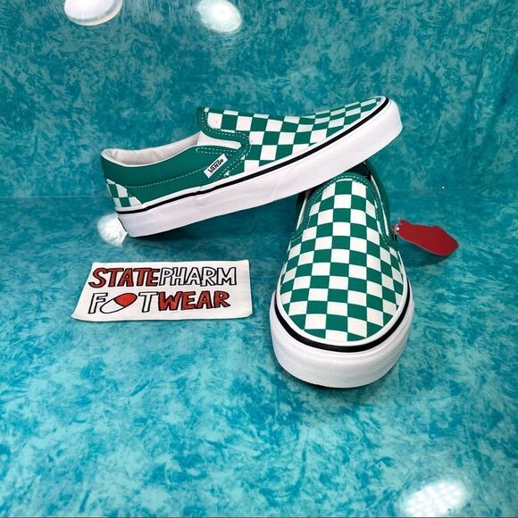 Vans | Shoes | Vans Classicslipon Checkerboard Pepper Green Womens Low ...